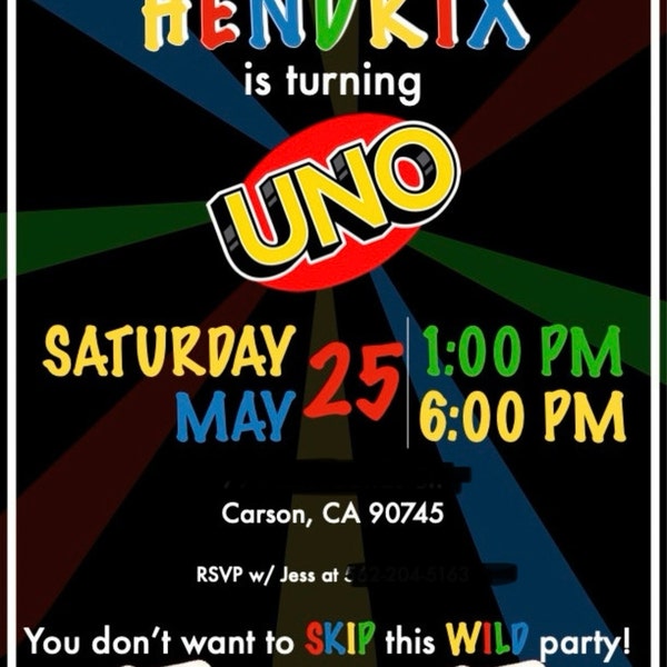 UNO Theme First Birthday Invitation - Printed - Custom Made - QTY 25 - Etsy
