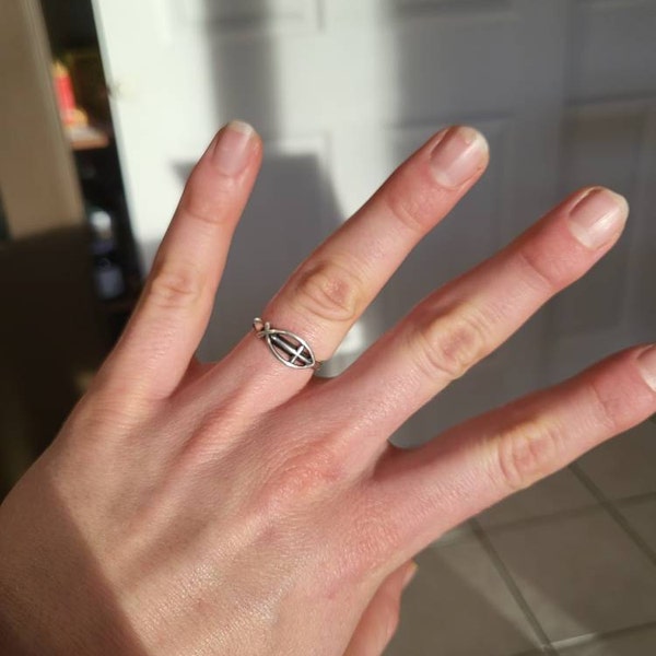Ichthus Ring, Christian Ring, Ichthys, Fish Cross Ring, Silver, Gold ...