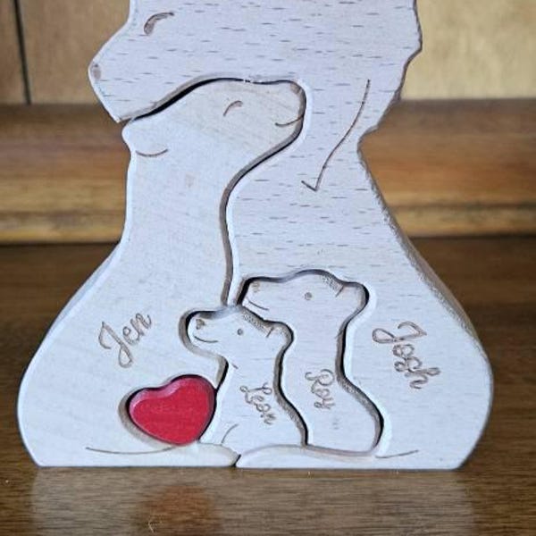Personalized Family Puzzle, Family Wooden Hug Bears Puzzle, Custom ...