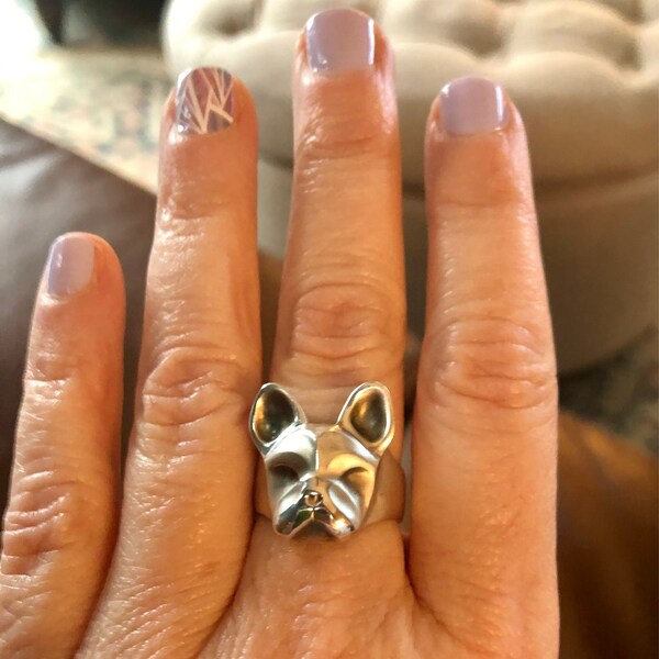 French Bulldog Ring, Frenchie Jewelry, Dog Lover Jewelry, Bulldog ...