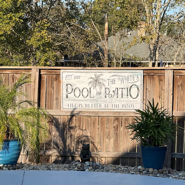 Personalized Pool & Patio Sign, Pool Sign, Swimming Pool Decor, Outdoor ...
