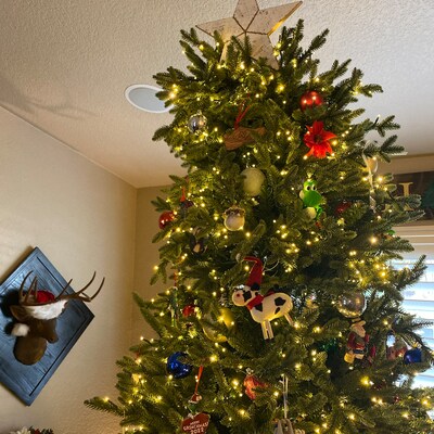 White Wood Star Christmas Tree Topper Decoration 12 Star Tree Topper ...