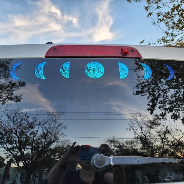 Color Shifting Vinyl Decal Phases of the Moon Sticker // Car Decal ...