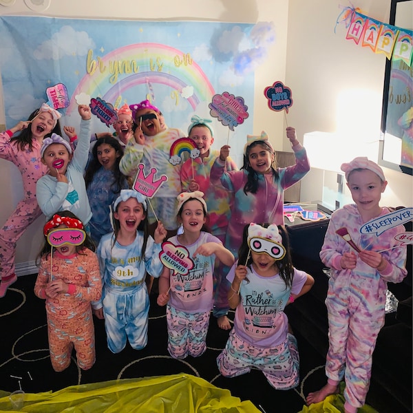 Sleepover Photo Booth Props, Girl Sleepover Birthday Party, Sleepover ...