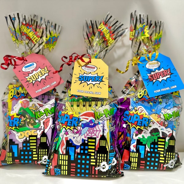 Superhero Thank You Tags, Superhero Favor Tags, Comic Birthday Party ...