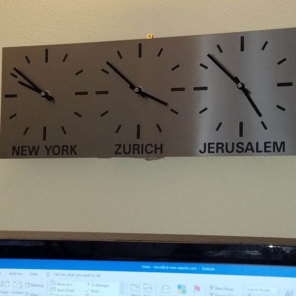 Brushed Stainless Steel Time Zone World Wall Clocks Etsy 4807