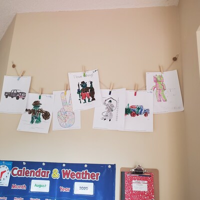 Rainbow Clothesline Artwork Display Rainbow Art Work Display - Etsy