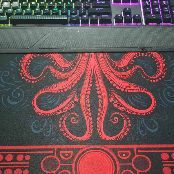 Aztec Octopus Desk Mat, Aesthetic XL Desk Pad, Geometric Mouse Pad, Red ...