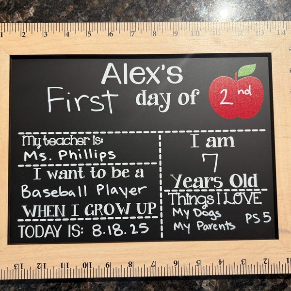 Back to School Chalkboard, First Day of School Sign, Reusable 1st Day ...