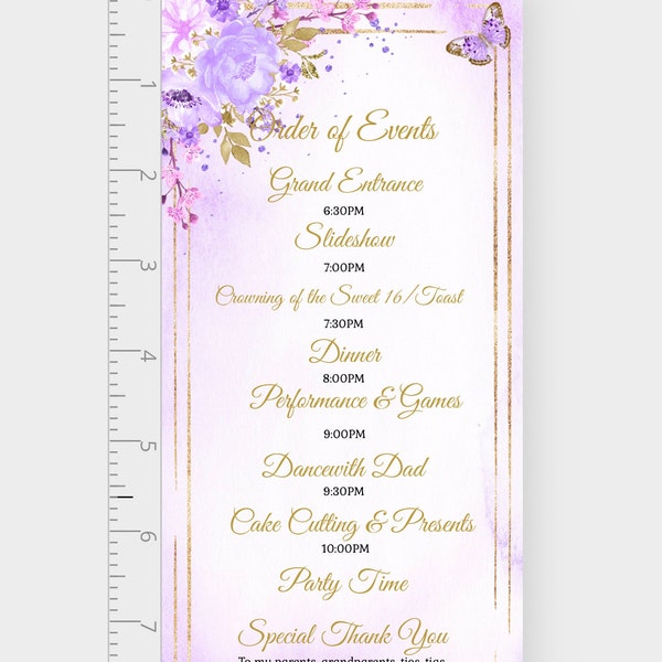 EDITABLE Program Quinceañera Template, Sweet 16, Purple Flowers ...