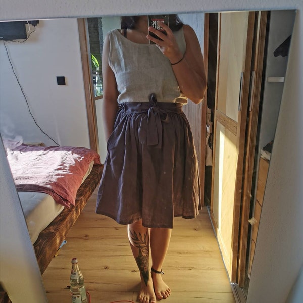 Crop Top LEIGH, Linen Sleeveless Top, Open Back Linen Top, Natural ...