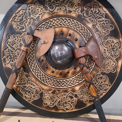 Viking Shield Norse Drake,viking Wall Decor,wood Wall Art,handmade Home ...