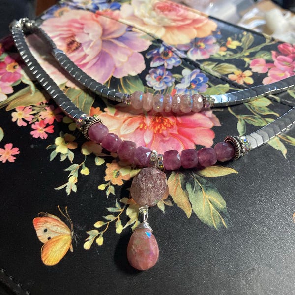 Necklace, Garnet Necklace, Chrysocolla Jewelry, Opal Necklace, Opal ...