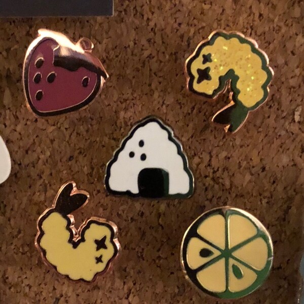 Tiny Eats - Strawberry Pin, Lemon Pin, Fruit Pin, Enamel Pin, Board ...