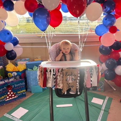 Baseball Birthday Party High Chair Banner Rookie of the Year High Chair ...