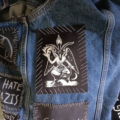 Satanic Baphomet Patch Punk DIY Pentagram Leftover Crack Occult Gothic ...