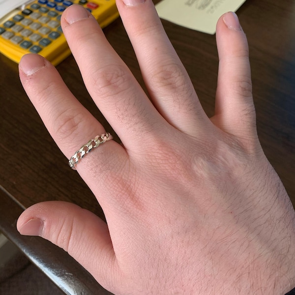 Sterling Silver Chain Ring With Flexible Links, 925 Sterling Silver ...