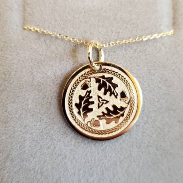 Real 14k Solid Gold Oak Tree Pendant, Personalized Oak Tree Necklace ...