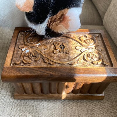 Large Puzzle Box for Adults, Secret Lock Box, Carved Puzzle Box ...