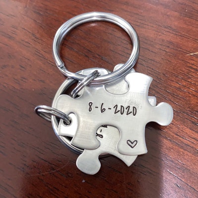 Customized Puzzle Piece Key Chain Personalized With Date ONLY - Etsy