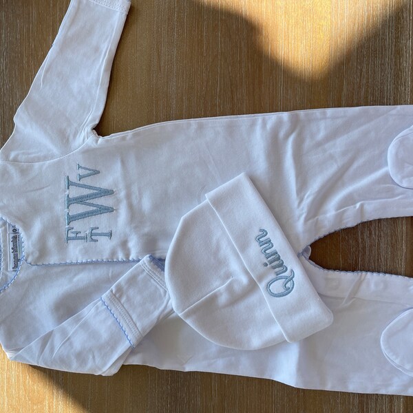 Personalized Baby Boy Coming Home Outfit, Monogrammed Baby Clothes ...