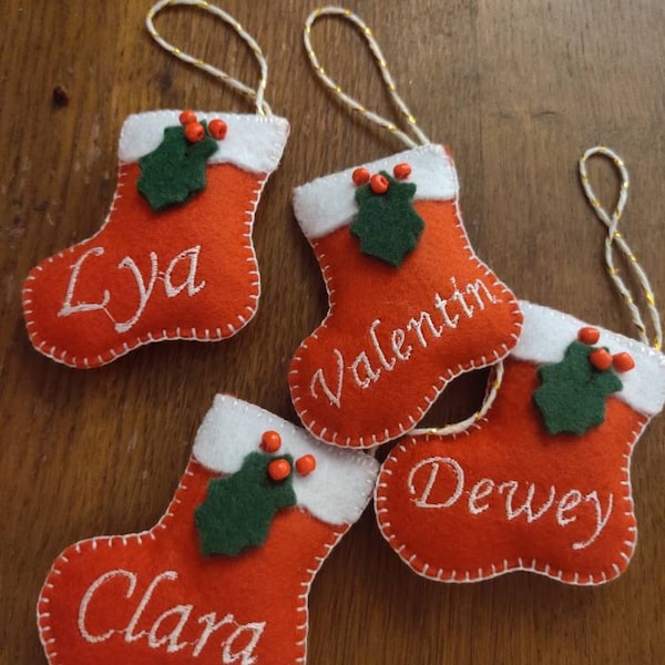 Holiday Mini Stockings Personalized, Personalized Gift Family Ornaments ...