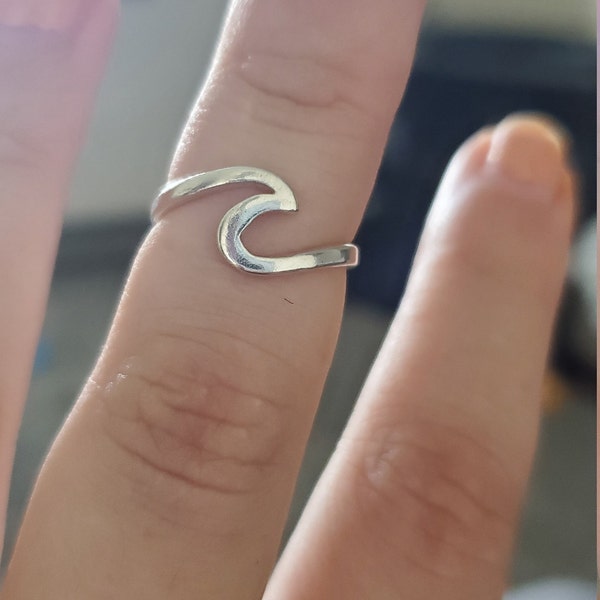 925 Sterling Silver Adjustable Wave Ring- Nalu Ring, Ocean, Wave, Beach Jewelry, Ocean Jewelry ...