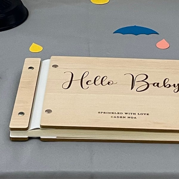 Oh Baby Premium Guestbook - Engraved Wood Guestbook for Baby Shower or ...