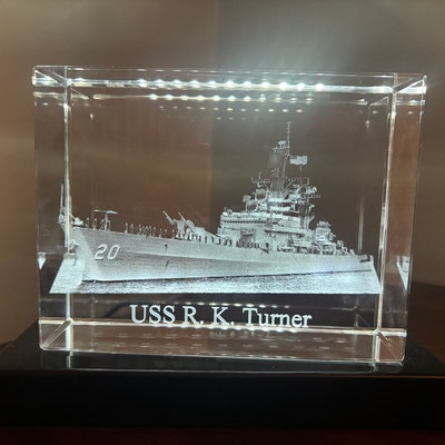 3D Crystal Glass Trophy Laser LED Wooden Small Light Stand Base Display ...