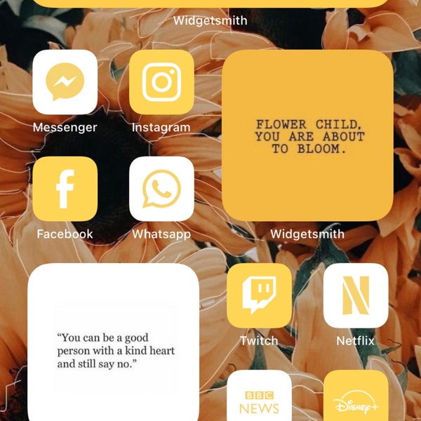 Ios 14 Icons Yellow | Yellow App Icons | Ios 14 Aesthetic | iPhone ...