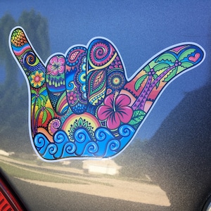 Shaka Sign Hang Loose Hand Sticker Hawaii Decal Colorful Car Decal ...