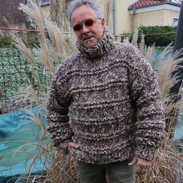 3 Kg Jacket Itchy and Scratchy Thick Knit Wool Cardigan Turtleneck Hood ...