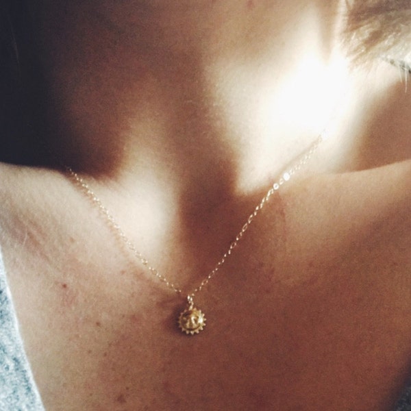 Sun Necklace, Gold Sun Necklace, Sun Face Necklace, Sunny Necklace ...