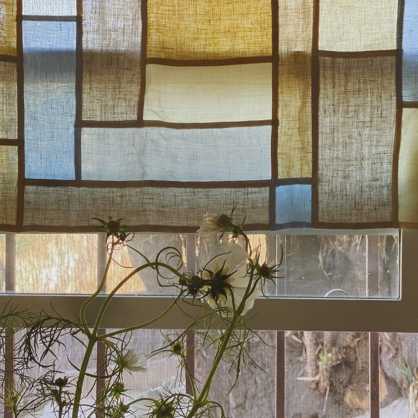 Modern Pojagi Curtain, Pojagi Panel, Pure Linen Curtain, Home Decor ...