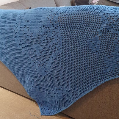 Filet 'skull and Bats' Crochet Chart Pattern for Shawl/wall Hanging ...