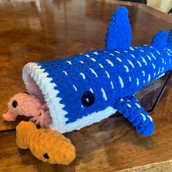 PATTERN: Plush Winslow the Whale Shark With Mouth Pocket and Mini Fish and Shrimp - Crochet ...