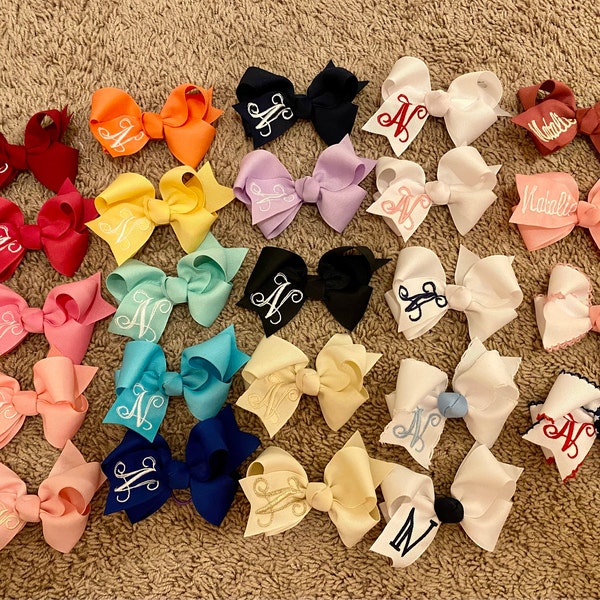Monogrammed Hair Bow Bundle: Custom Initial Hairbows, Set of 3 - Etsy