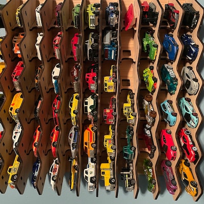 1 Toy Car Display for 1:64 Die Cast Wheels. Cool Diagonal Shelf Holds ...