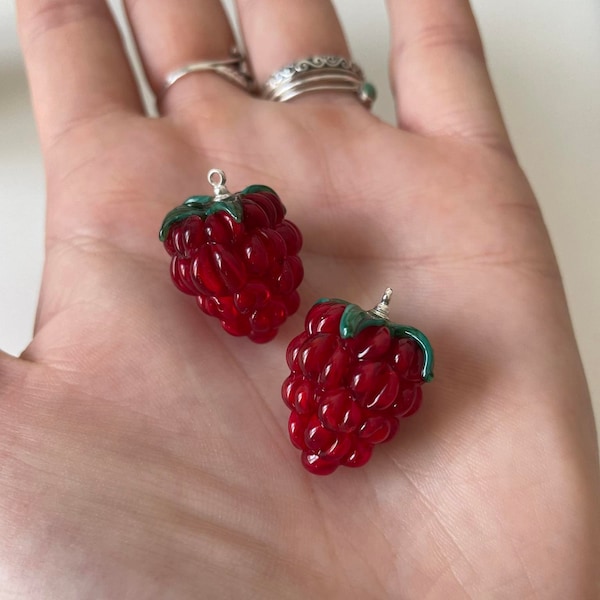 Glass Raspberry Bead 1p Light Periwinkle Raspberry Beads Lampwork