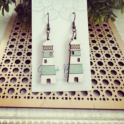 Nautical Earrings SVG Cut File, Lighthouse Earrings Laser File, Sail ...