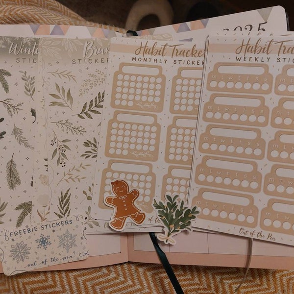 Sticker Sheet Leaves Line Art Black and White, Journal Stickers ...