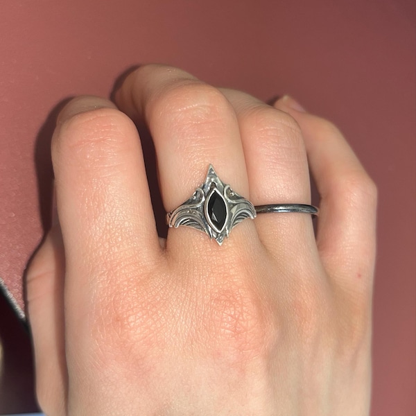 Genuine Black Onyx Ring* Handmade Gothic Black Onyx Ring* Unique Gift ...