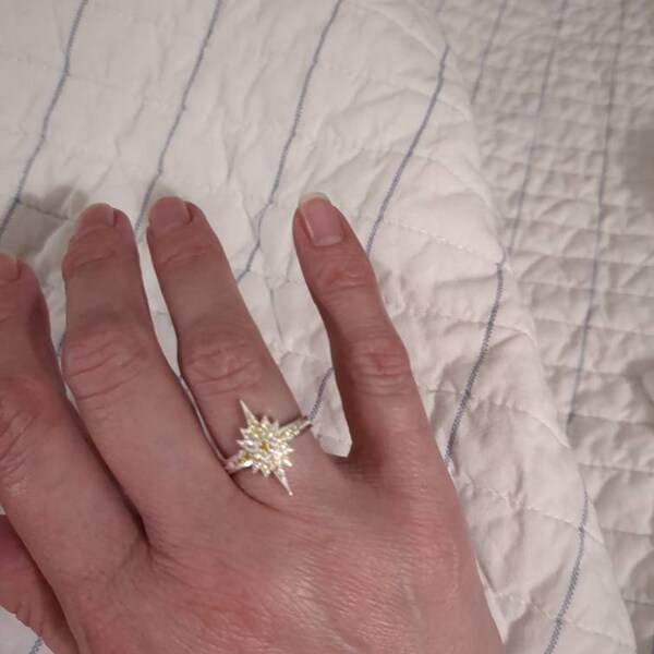 925 Sterling Silver Rose Ring, Rose Diamond Ring, Flower Pattern Ring ...