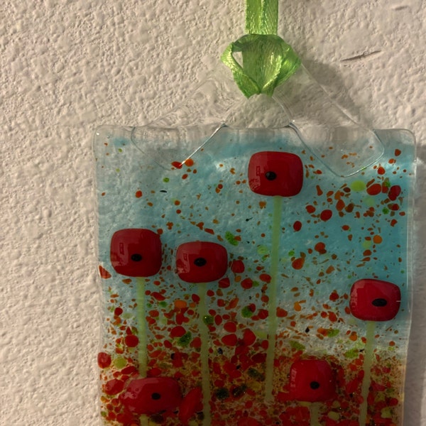 Fused Glass, Poppy Art, Remembrance Poppy, Poppy Gift, Remembrance Gift ...