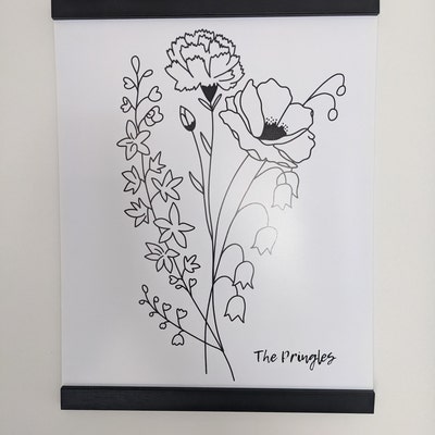 Minimalist Flower Art, Birth Flower Tattoo, Customizable Birth Flower ...