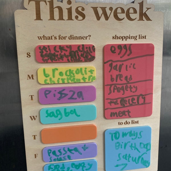 Weekly Meal Planner | Reusable Wipe Clean Menu Board | Acrylic and ...