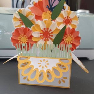 Sunshine Bouquet Card in A Box 3D SVG - Etsy