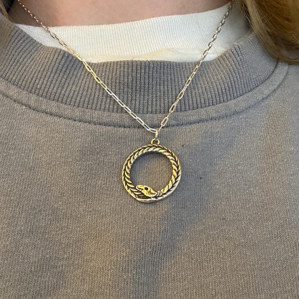 Sterling Silver Ouroboros, Infinity Serpent - Double Sided - (pendant ...