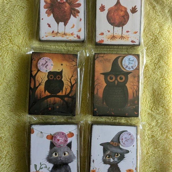 Wood Block Signs With Whimsical Turkeys, Thanksgiving Decor Ideas ...