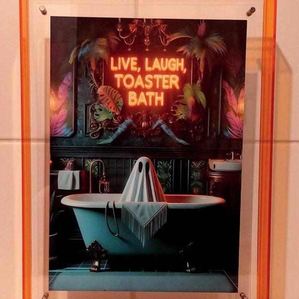 Live, Laugh, Toaster Bath - Tropical Gothic Bathroom Decor, Funny Ghost ...